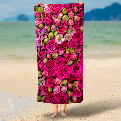 HD Microfiber Beach Towels , Customized Label Printed Bath Towels 70x140cm