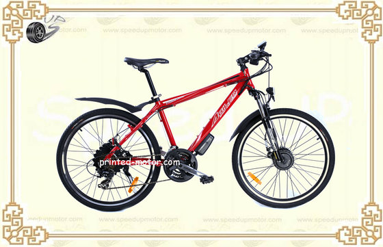 Red Aluminum Frame 26 Inch Lithium Battery E Bike 25km/h with LED Front Light