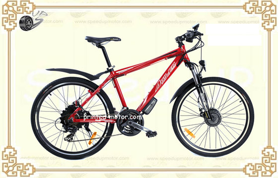 Red Aluminum Frame 26 Inch Lithium Battery E Bike 25km/h with LED Front Light