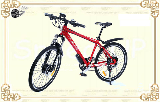 Red Aluminum Frame 26 Inch Lithium Battery E Bike 25km/h with LED Front Light