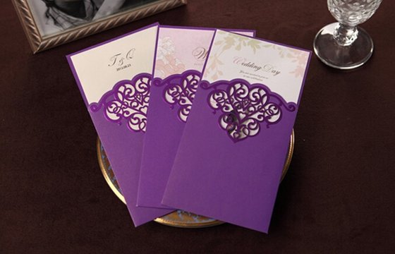 Purple Strong Paper Greeting Card Off Printing 10 * 20cm OEM