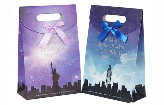 Red Recyclable Handmade Paper Gift Bags With Handles Duplex Board