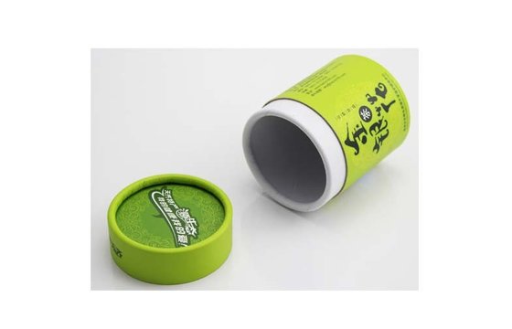 Customized ECO - Friendly Round Cardboard Box For Tea Leaf Green