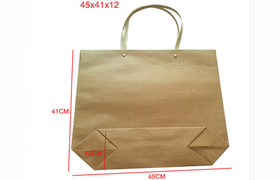 Yellow Art Paper Paper Gift Bags Foldable For Promotions Gifts OEM / ODM