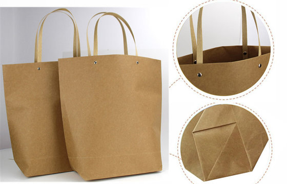 Yellow Art Paper Paper Gift Bags Foldable For Promotions Gifts OEM / ODM