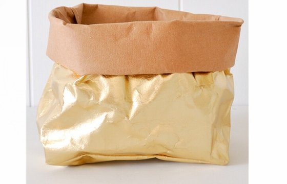 Gold  / Silver Storage Bag 0.50-0.55mm Washable Kraft Paper Silkscreen Surface