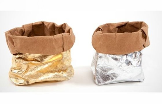 Gold  / Silver Storage Bag 0.50-0.55mm Washable Kraft Paper Silkscreen Surface