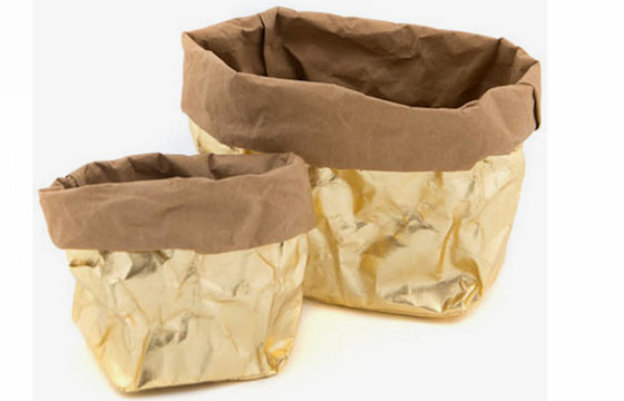 Gold  / Silver Storage Bag 0.50-0.55mm Washable Kraft Paper Silkscreen Surface