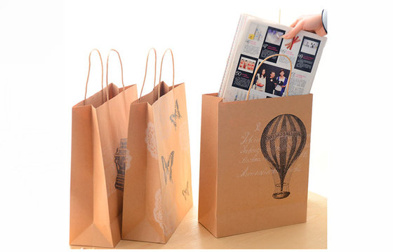 Recycled Kraft Paper Bags Kraft Paper Shopping Bags SO9001 / ROHS / CE