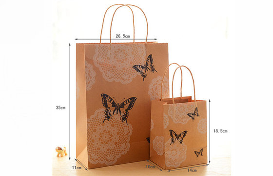 Recycled Kraft Paper Bags Kraft Paper Shopping Bags SO9001 / ROHS / CE