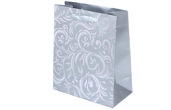 Luxury Silver Color Christmas Gift Bags Gloss Lamination Finish