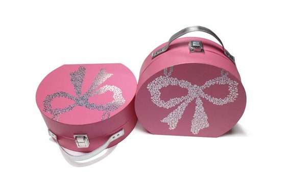 Round Shape Cardboard Gift Boxes Cosmetic Packaging With Handle
