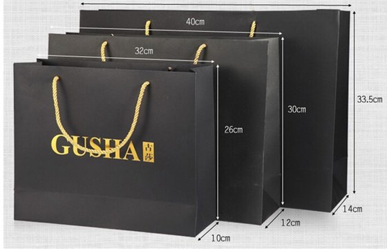 Logo Printing Custom Black Paper Bag Paper Shopping Bags Fancy ISO9001