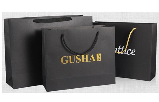Logo Printing Custom Black Paper Bag Paper Shopping Bags Fancy ISO9001