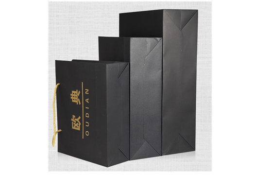 Logo Printing Custom Black Paper Bag Paper Shopping Bags Fancy ISO9001