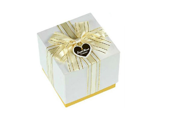 Jewelry Gift Box Two Pieces Cardboard White & Yellow Gift Box For Jewelry