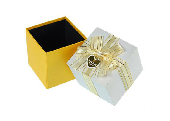 Jewelry Gift Box Two Pieces Cardboard White & Yellow Gift Box For Jewelry