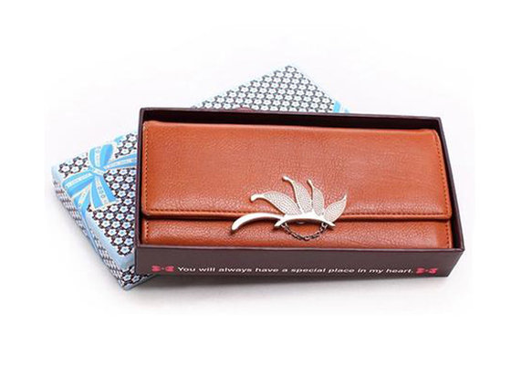 Rectangular Leather Recycled Cardboard Gift Boxes , Wallet Packaging Box