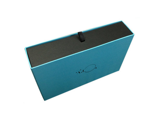Logo Printed 1200g Recycled Cardboard Gift Boxes , Rectangle blue