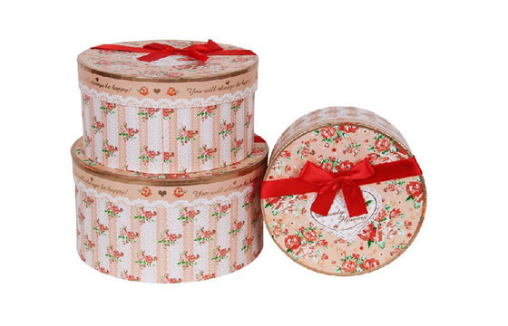 Round Hat Recycled Cardboard Gift Boxes , CMYK / Pantone box