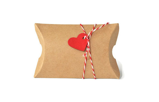 CMYK / PMS / Pantone Recycled Cardboard Gift Boxes , Kraft paper wedding pillow box