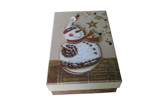 Custom Designed Recycled Cardboard Gift Boxes For Christmas Gift  With Snowman