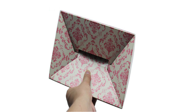 Pink Paper Packaging Gift Box With Tie Sticked / Recycled Plastic Boxes