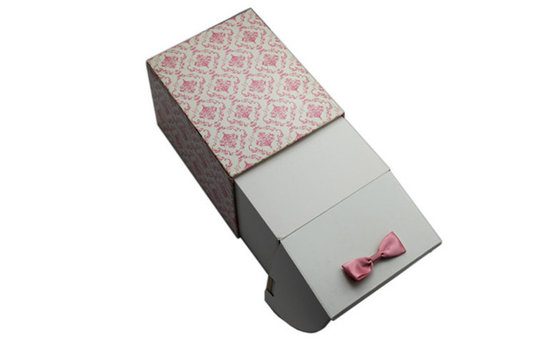 Pink Paper Packaging Gift Box With Tie Sticked / Recycled Plastic Boxes