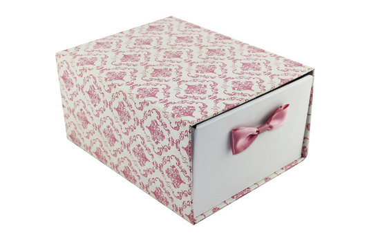 Custom Durable Ribbon Handle Cardboard Pink Gift Boxes For Clothes