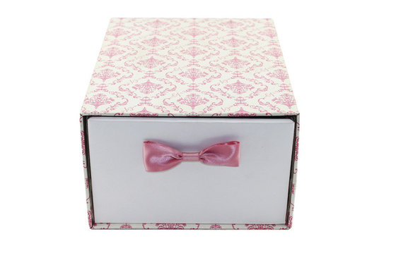 Custom Durable Ribbon Handle Cardboard Pink Gift Boxes For Clothes