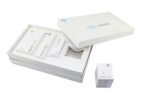 ISO9001 White Skin Cosmetics Gift Boxes With Spot UV / Matt Lamination