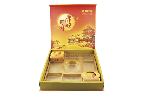 Customized Cardboard Gift Boxes Mooncake Packaging Box With Insert Blister
