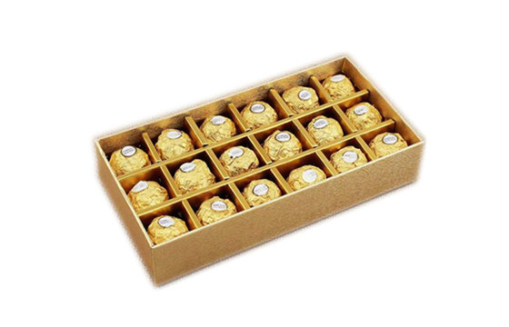 Gold Card Paper Recycled Cardboard Chocolate Box Packaging With Ribbon Tied