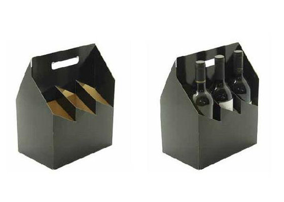 Black Folding Wine Recycled Paper Packaging Boxes for six bottles