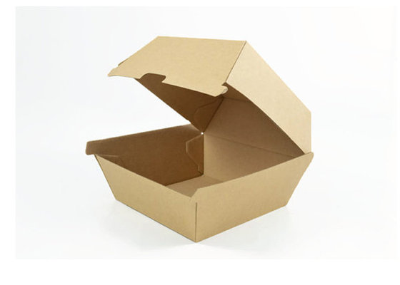 Kraft Paper Recyclable Retro Hamburger Box , Customized Pre-assembled