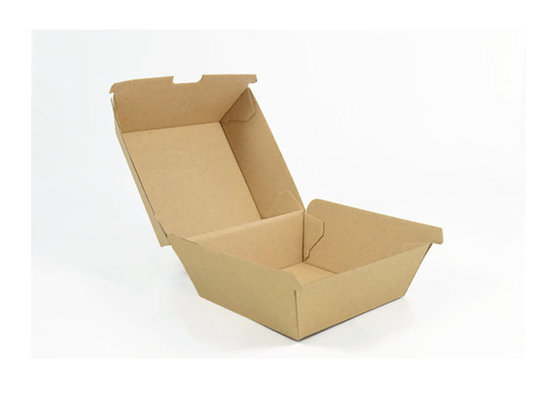 Kraft Paper Recyclable Retro Hamburger Box , Customized Pre-assembled