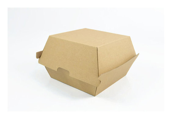 Kraft Paper Recyclable Retro Hamburger Box , Customized Pre-assembled