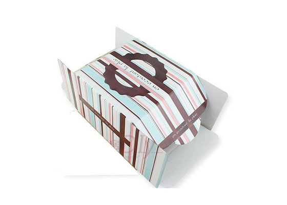 Foldable Cardboard Paper Boxes packaging cake with handle , 1200gsm