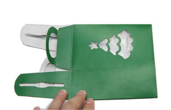 Double Faced White Tree Printing Small Christmas Gift Boxes With Auto Bottom