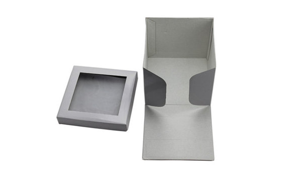 Grey Square Paper Cake Packaging Boxes With PVC Window Look Through