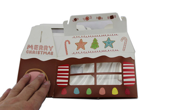 Food Pastry Packaging Auto Bottom Hand Printed Cardboard Boxes with PET Window