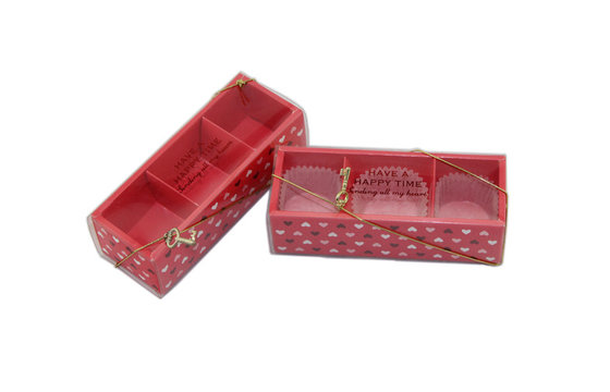 Printing Box Packaging With PET Window , Red Printed Chocolate Boxes