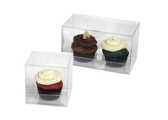 Fashional Clear Plastic Cupcake Boxes / Foldable Plastic Boxes Packaging