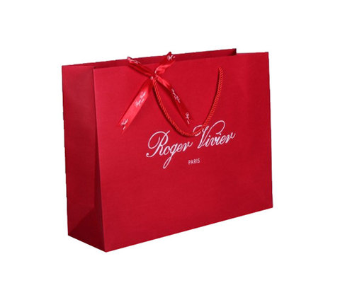 Red Paper Bag Branded Luxury Full color printing with handle