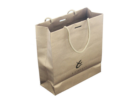 Embossing Logo Colored Paper Bags With Handles , Pantone color