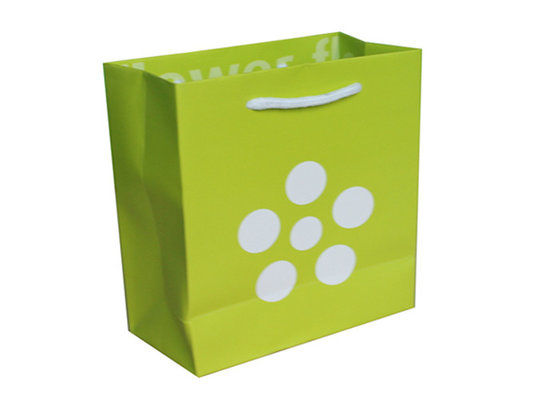 Fancy Art Paper Bag Apple Green With Cotton Handle For Gift Packing
