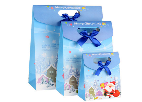 Christmas Paper Gift Bags With Logo Printe Self Adhensive Santa Claus Bag For Gift