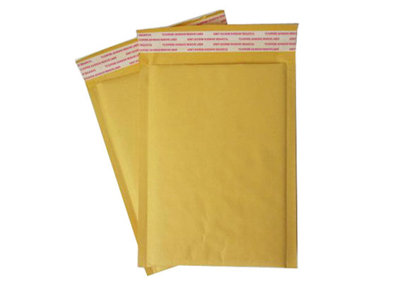 Yellow Paper Gift Bags With Handles , Bubble Kraft Mailer Bag