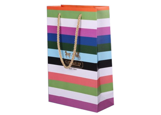 Letter Printed Paper Gift Bags With Handles , Large Medium Slim Size