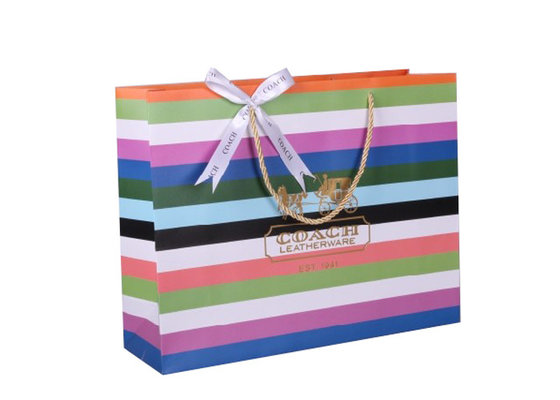 Letter Printed Paper Gift Bags With Handles , Large Medium Slim Size
